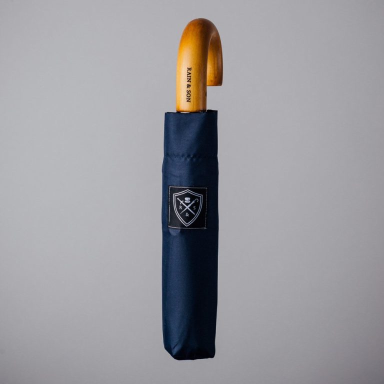 Dark Blue Compact Umbrella - Rain and Son - Classic and Stylish Umbrellas