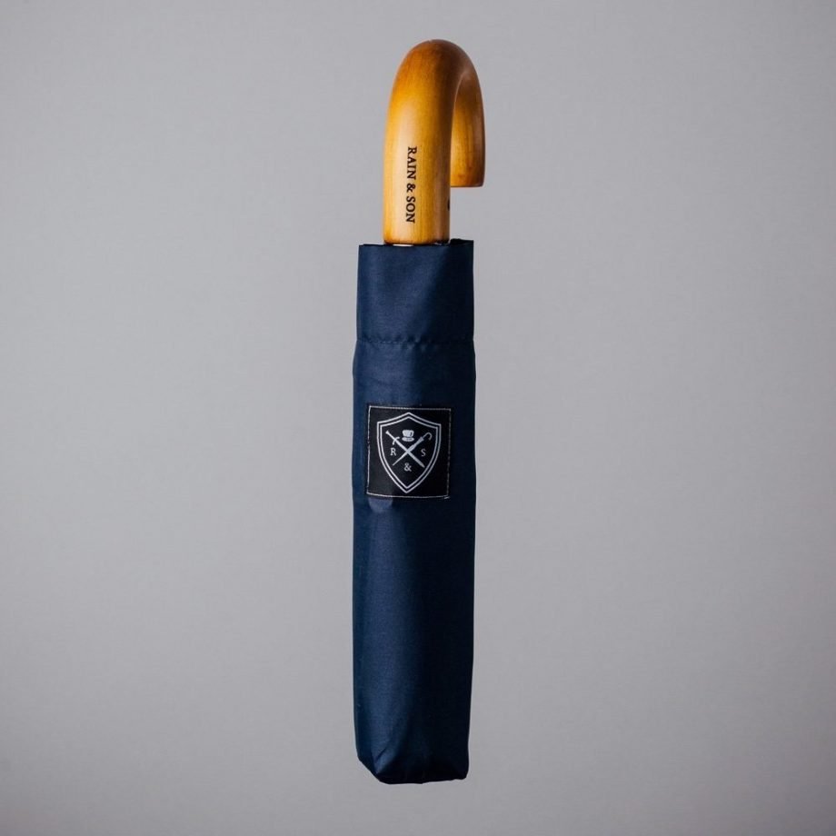 Dark Blue Compact Umbrella - Rain and Son - Classic and Stylish Umbrellas