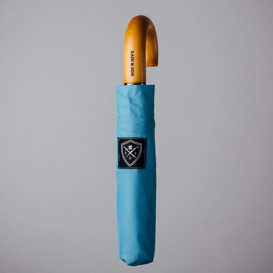 Recycled Light Blue Compact Umbrella - Rain and Son - Classic and ...