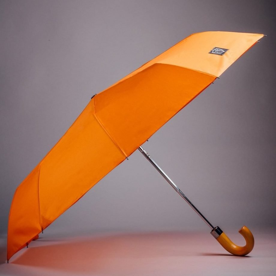 Orange Compact Umbrella - Rain and Son - Classic and Stylish Umbrellas