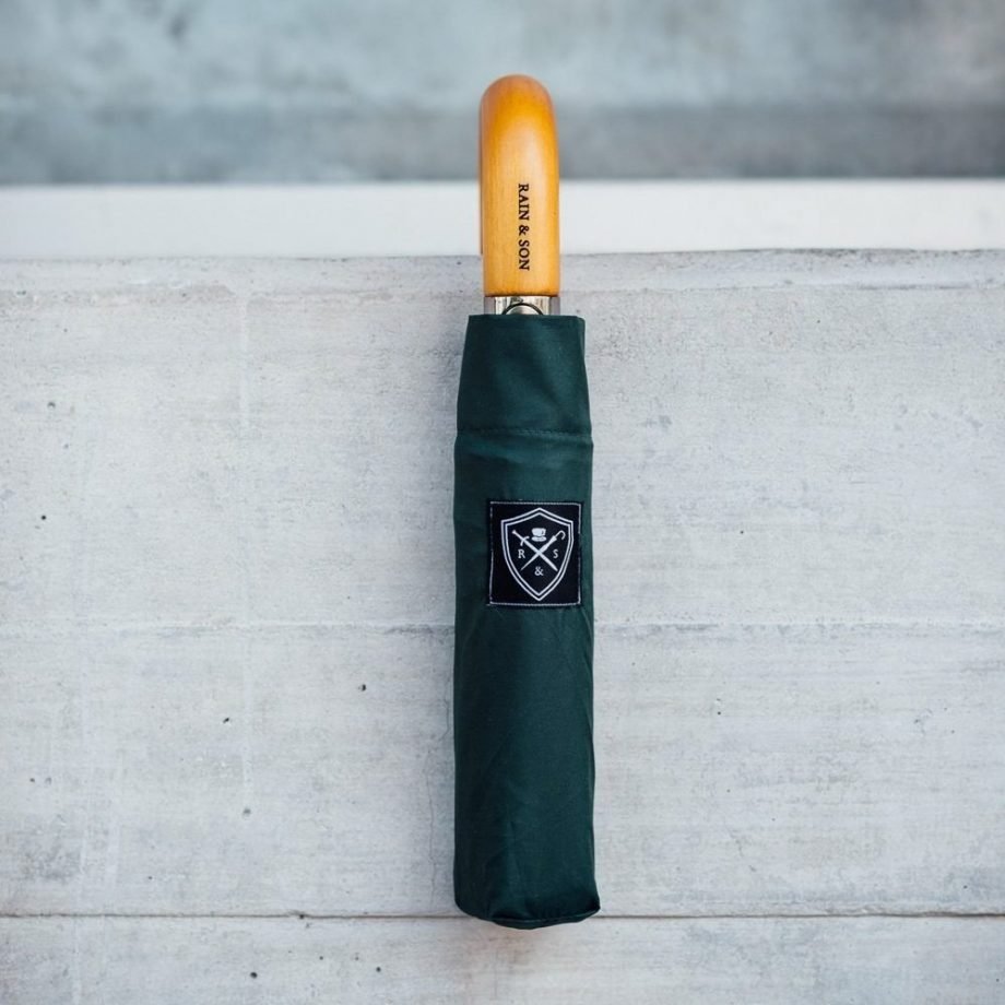 Dark Green Compact Umbrella - Rain and Son - Classic and Stylish Umbrellas