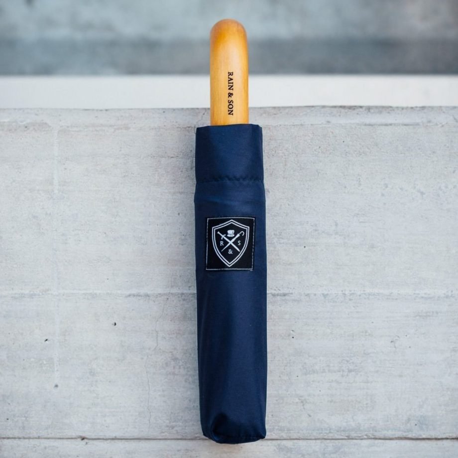 Dark Blue Compact Umbrella - Rain and Son - Classic and Stylish Umbrellas